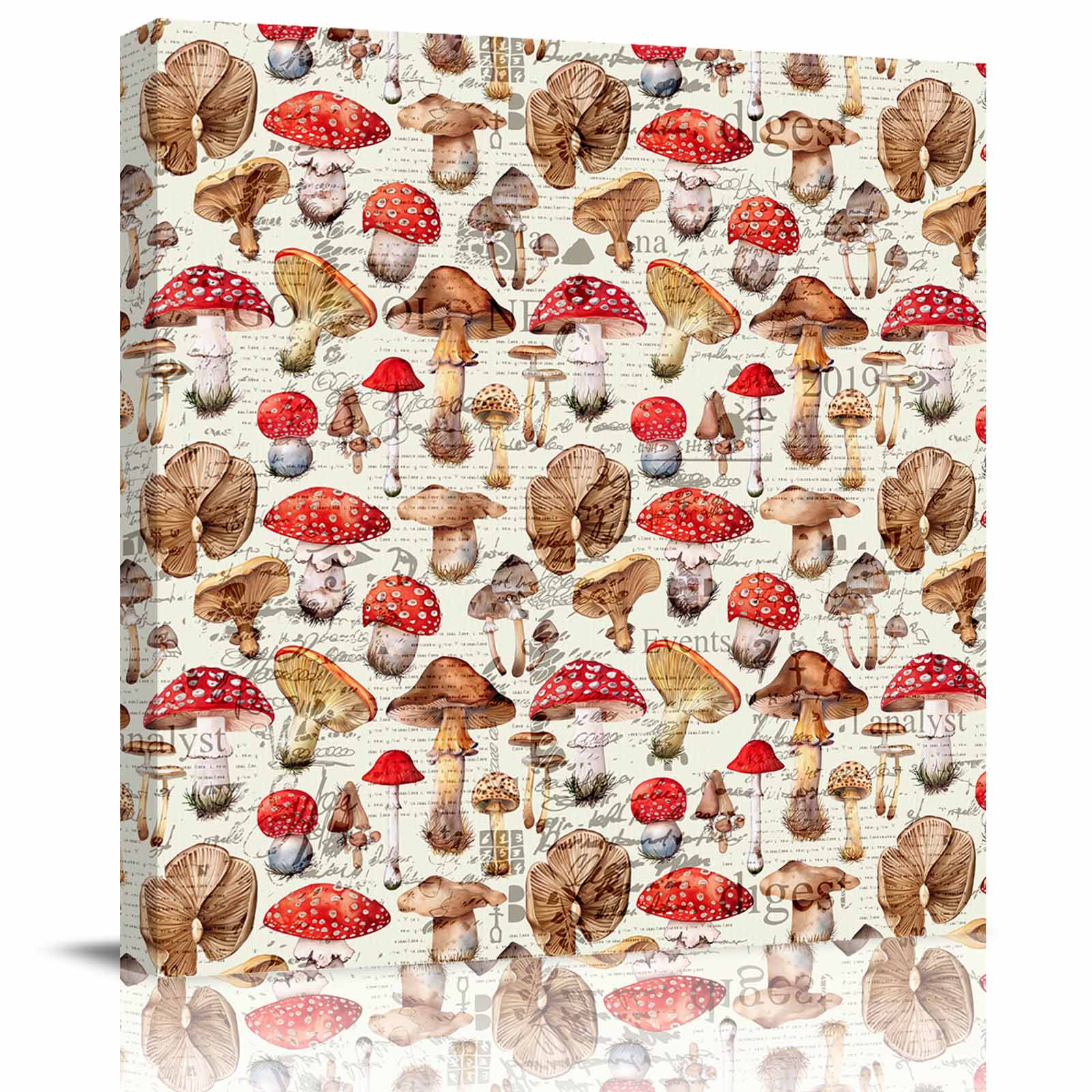 Spring Mushroom Canvas Print Wall Art Painting, Modern Wall Decor for ...