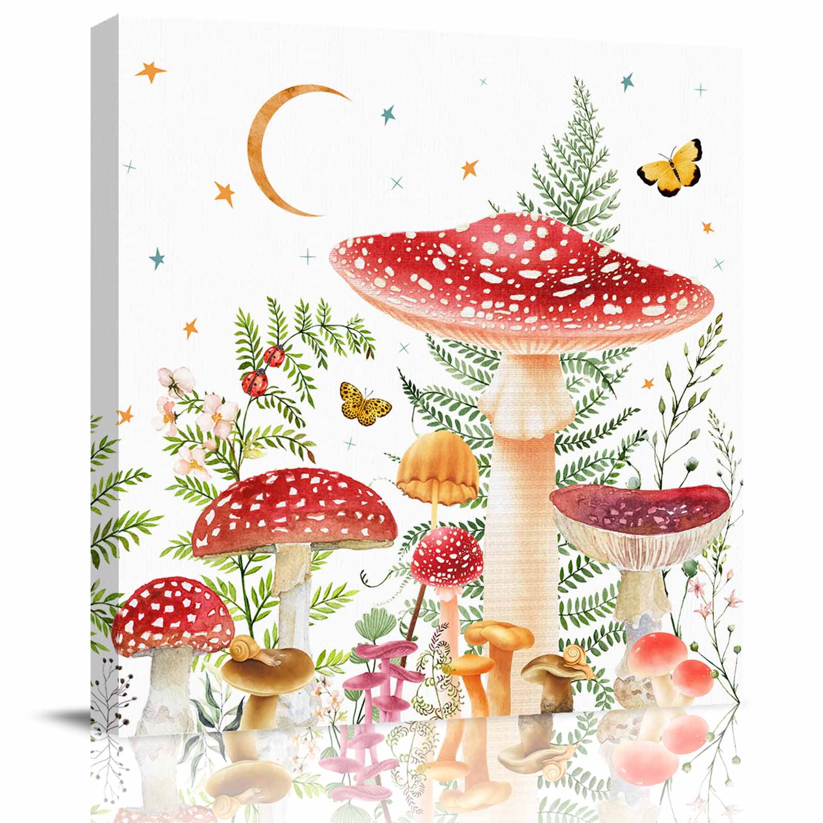 Spring Mushroom Canvas Print Wall Art Painting, Modern Wall Decor for ...