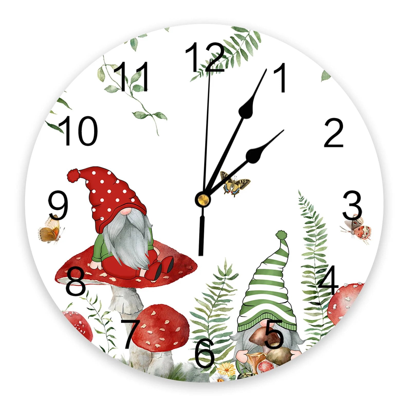 Spring Mushroom Wildflower Dwarf Wall Clock Modern Design Living Room ...