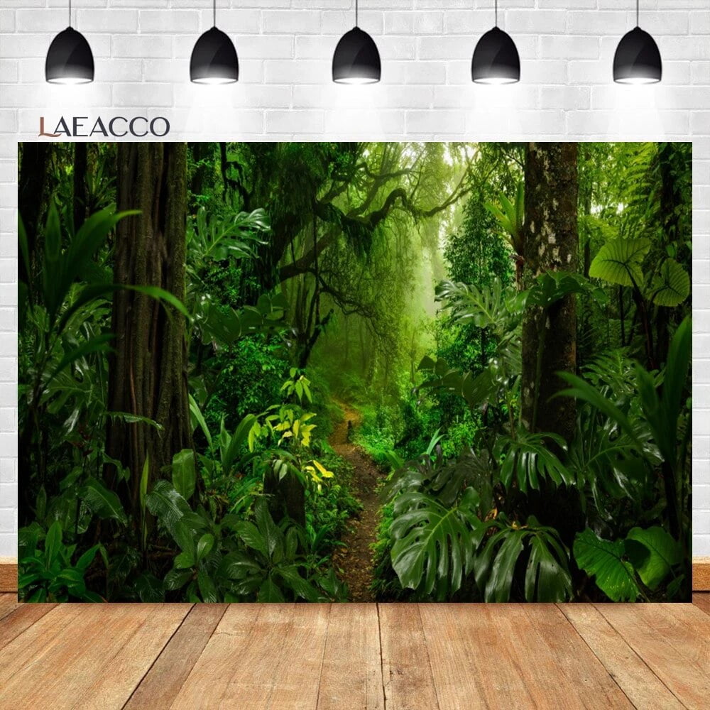 Spring Natural Scenery Backdrop Mountains Trees Green Grass Jungle ...