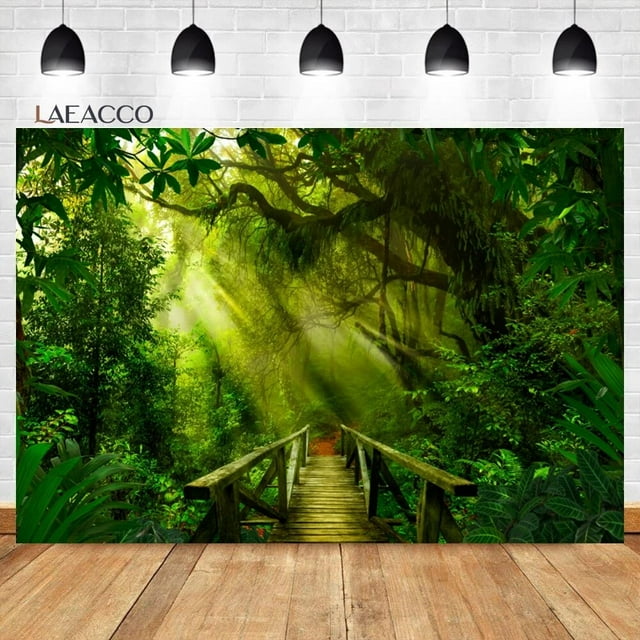 Spring Natural Scenery Backdrop Mountains Trees Green Grass Jungle ...