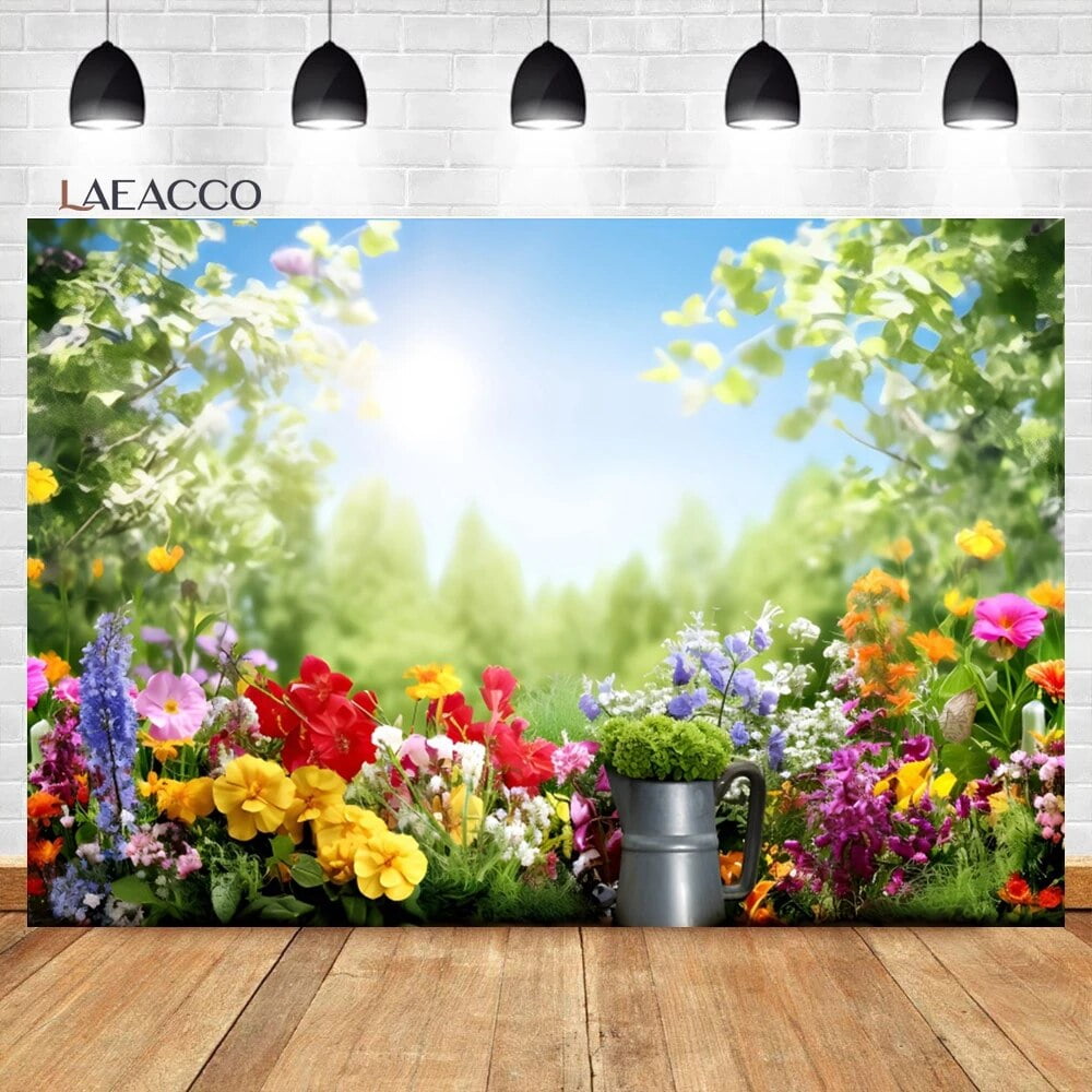 Spring Natural Scenery Backdrop Mountains Trees Green Grass Jungle ...