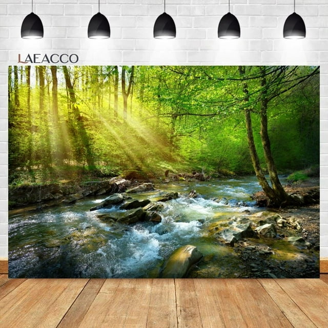 Spring Natural Scenery Backdrop Mountains Trees Green Grass Jungle ...