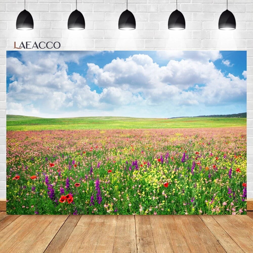 Spring Natural Scenery Backdrop Mountains Trees Green Grass Jungle ...