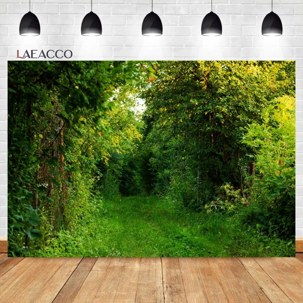 Spring Natural Scenery Backdrop Mountains Trees Green Grass Jungle ...