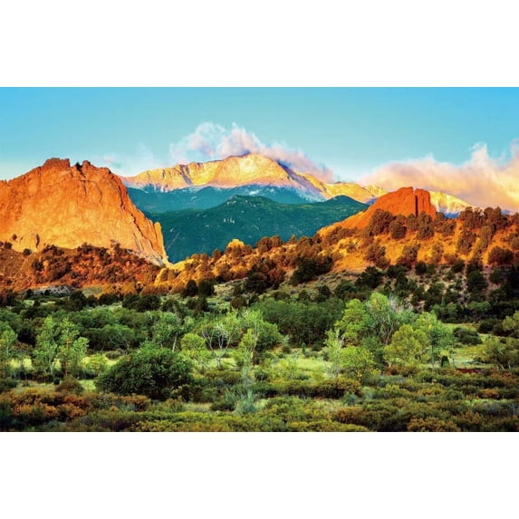 Spring Natural Scenery Backdrop Mountains Trees Green Grass Jungle ...