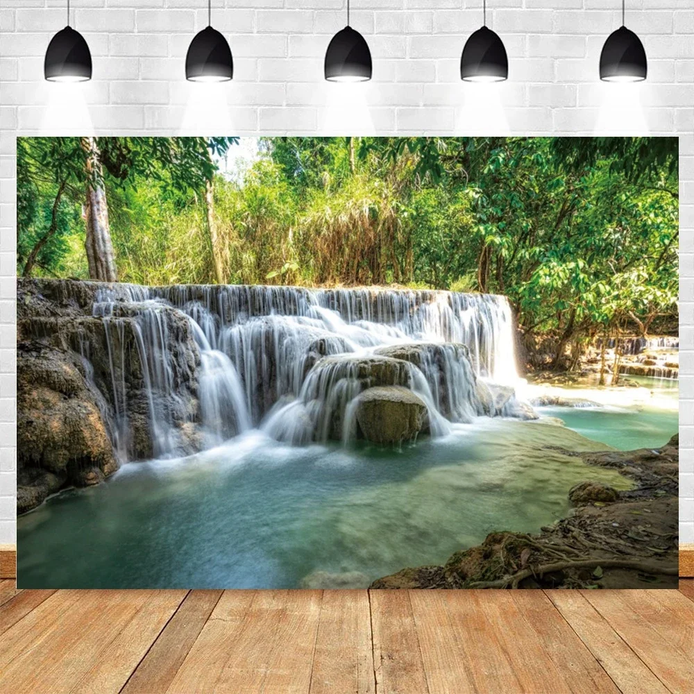 Spring Natural Scenery Backdrop for Photography Waterfall Mountain ...