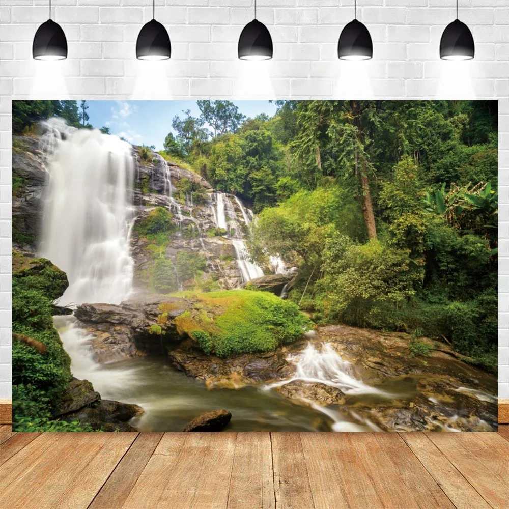 Spring Natural Scenery Backdrop for Photography Waterfall Mountain ...