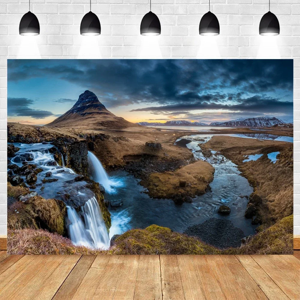 Spring Natural Scenery Backdrop for Photography Waterfall Mountain ...