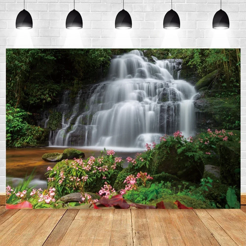 Spring Natural Scenery Backdrop for Photography Waterfall Mountain ...