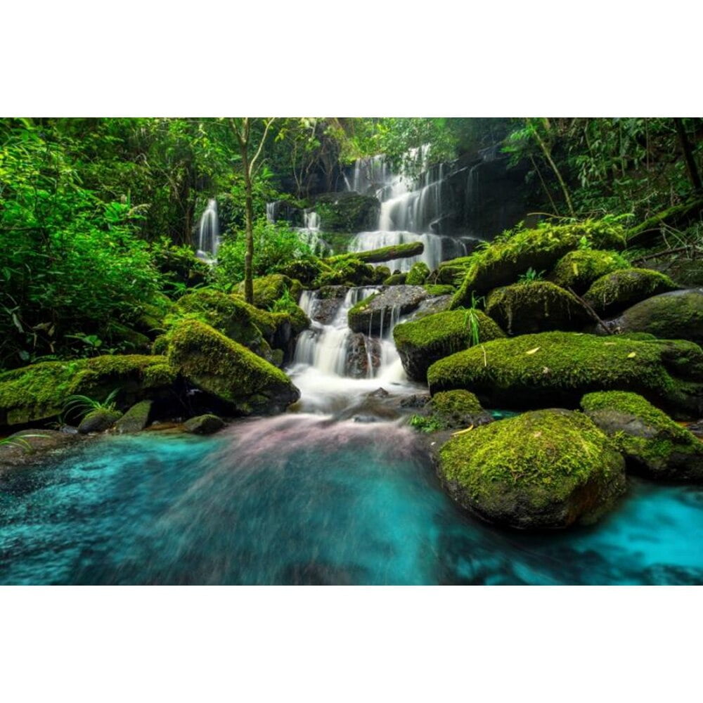 Spring Natural Scenery Photocall Forest Waterfall Landscape ...