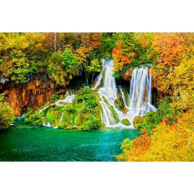 Spring Natural Scenery Photocall Forest Waterfall Landscape ...