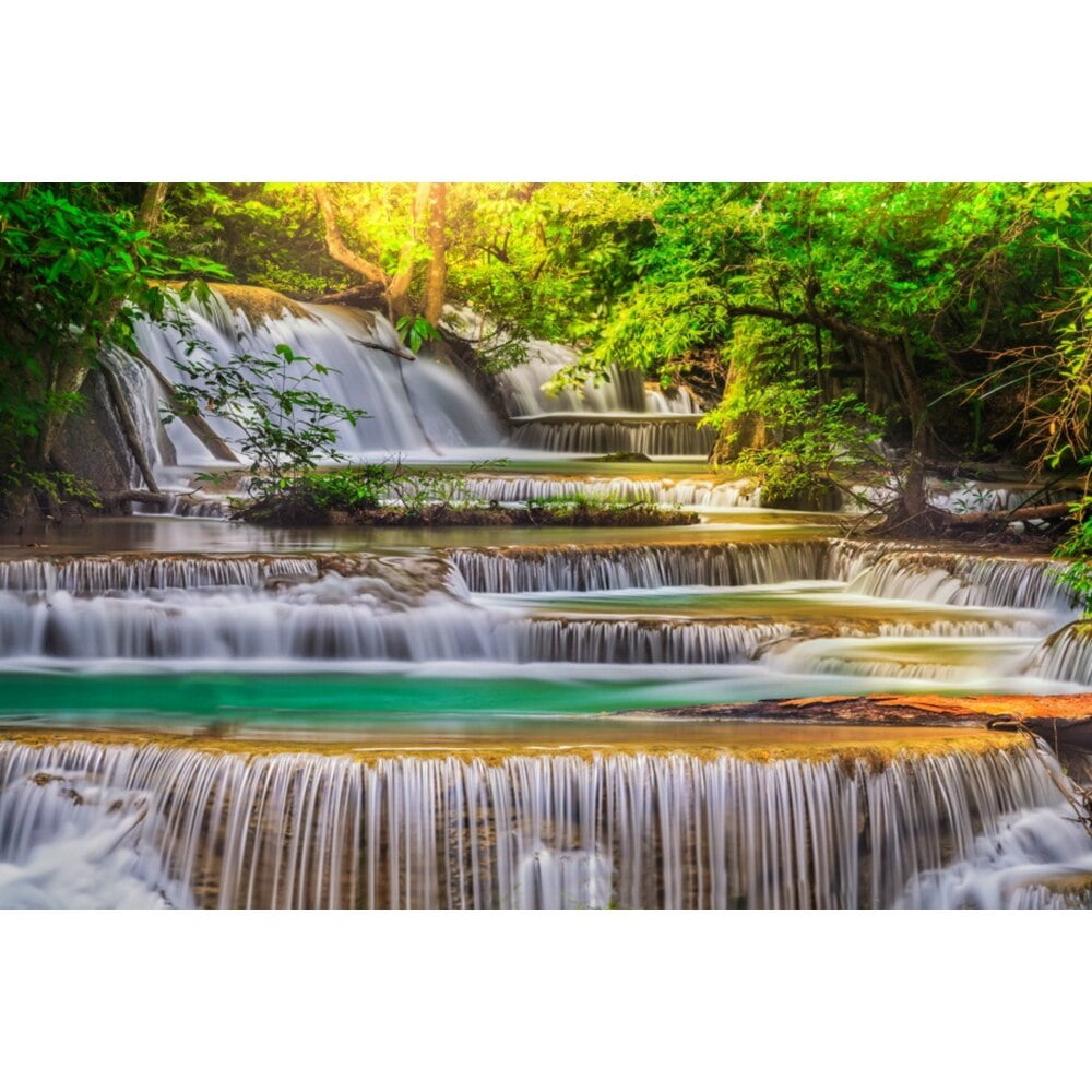Spring Natural Scenery Photocall Forest Waterfall Landscape ...