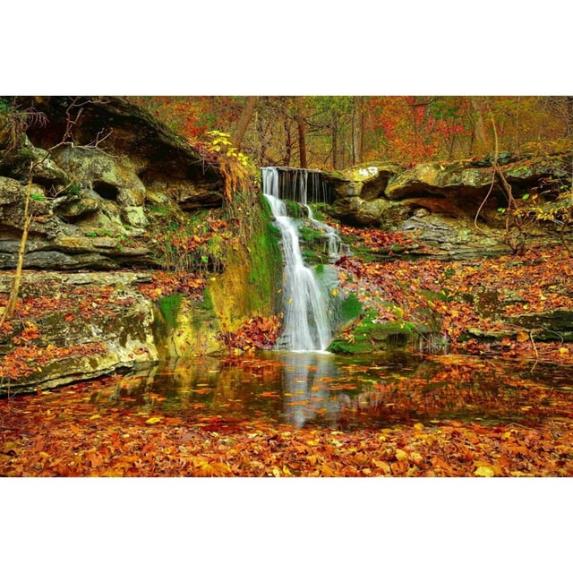 Spring Natural Scenery Photocall Forest Waterfall Landscape ...