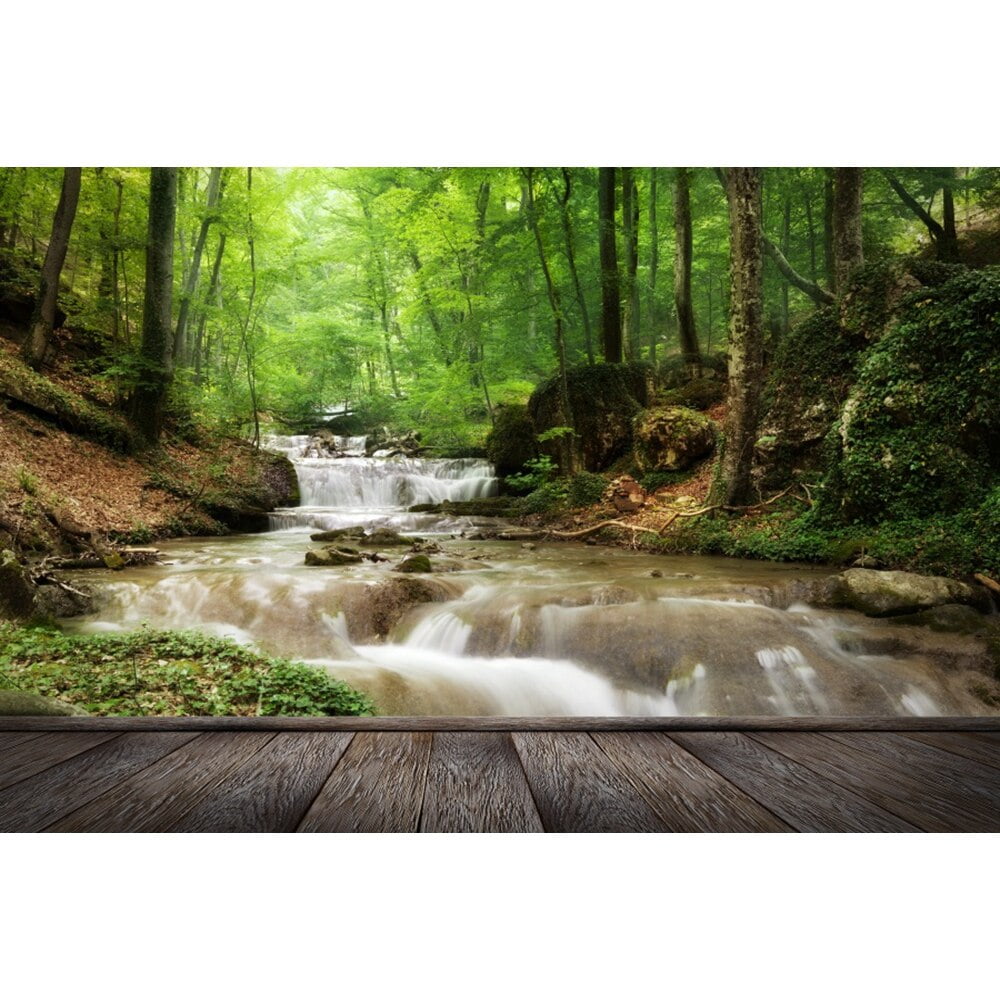 Spring Natural Scenery Photocall Forest Waterfall Landscape ...