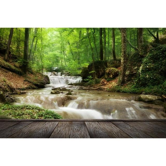 Spring Natural Scenery Photocall Forest Waterfall Landscape ...