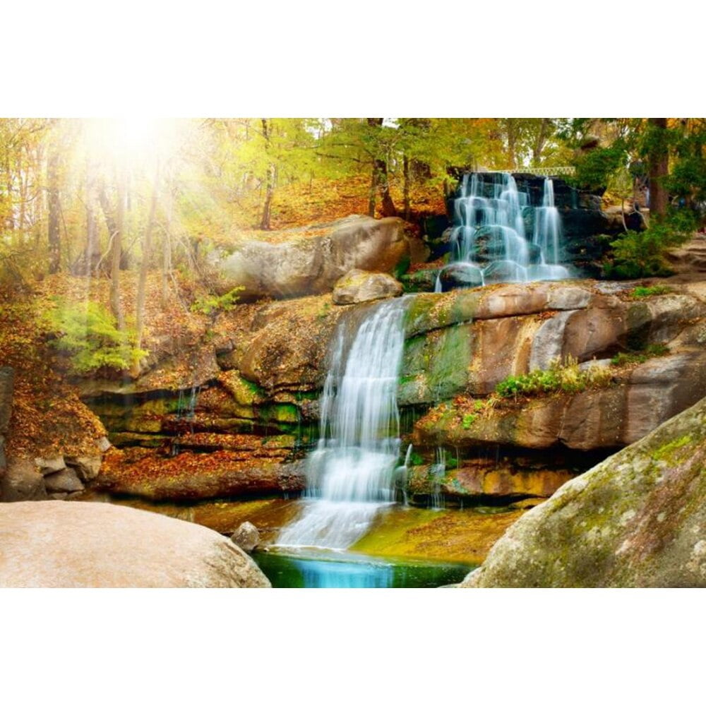Spring Natural Scenery Photocall Forest Waterfall Landscape ...