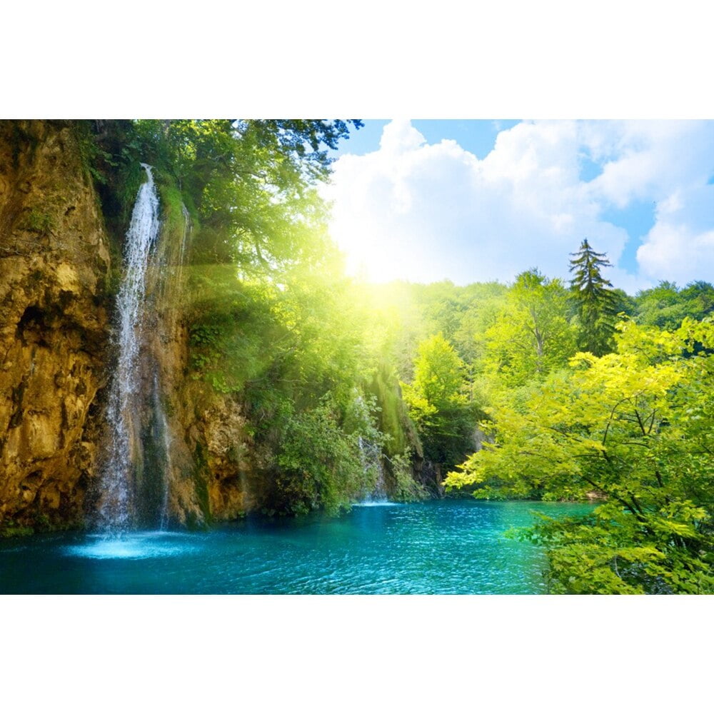 Spring Natural Scenery Photocall Forest Waterfall Landscape ...
