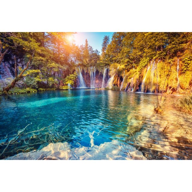 Spring Natural Scenery Photocall Forest Waterfall Landscape ...