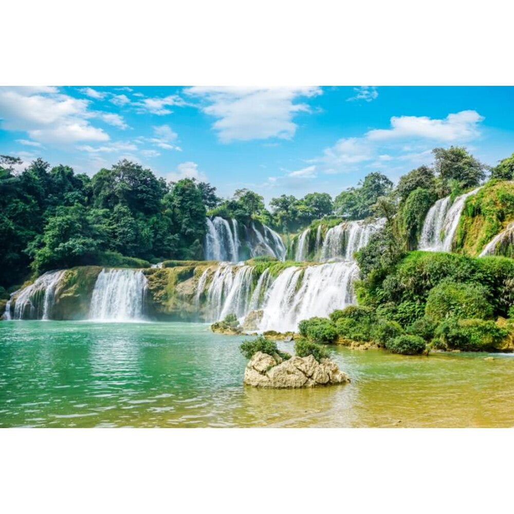 Spring Natural Scenery Photocall Forest Waterfall Landscape ...