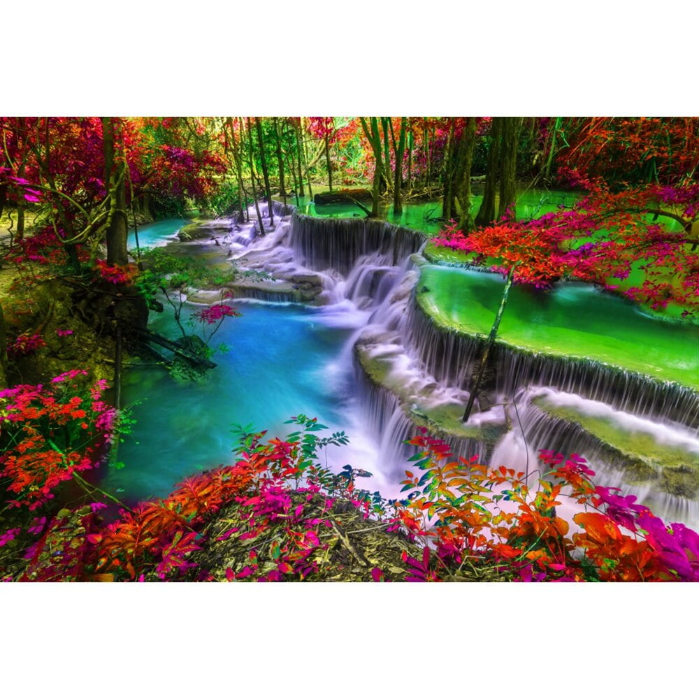 Spring Natural Scenery Photocall Forest Waterfall Landscape ...