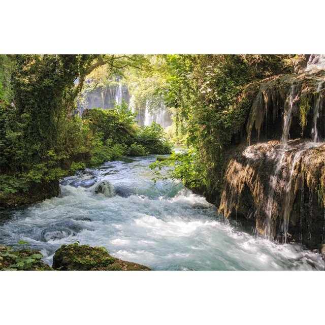 Spring Natural Scenery Photocall Forest Waterfall Landscape ...