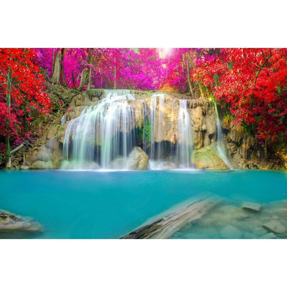 Spring Natural Scenery Photocall Forest Waterfall Landscape ...