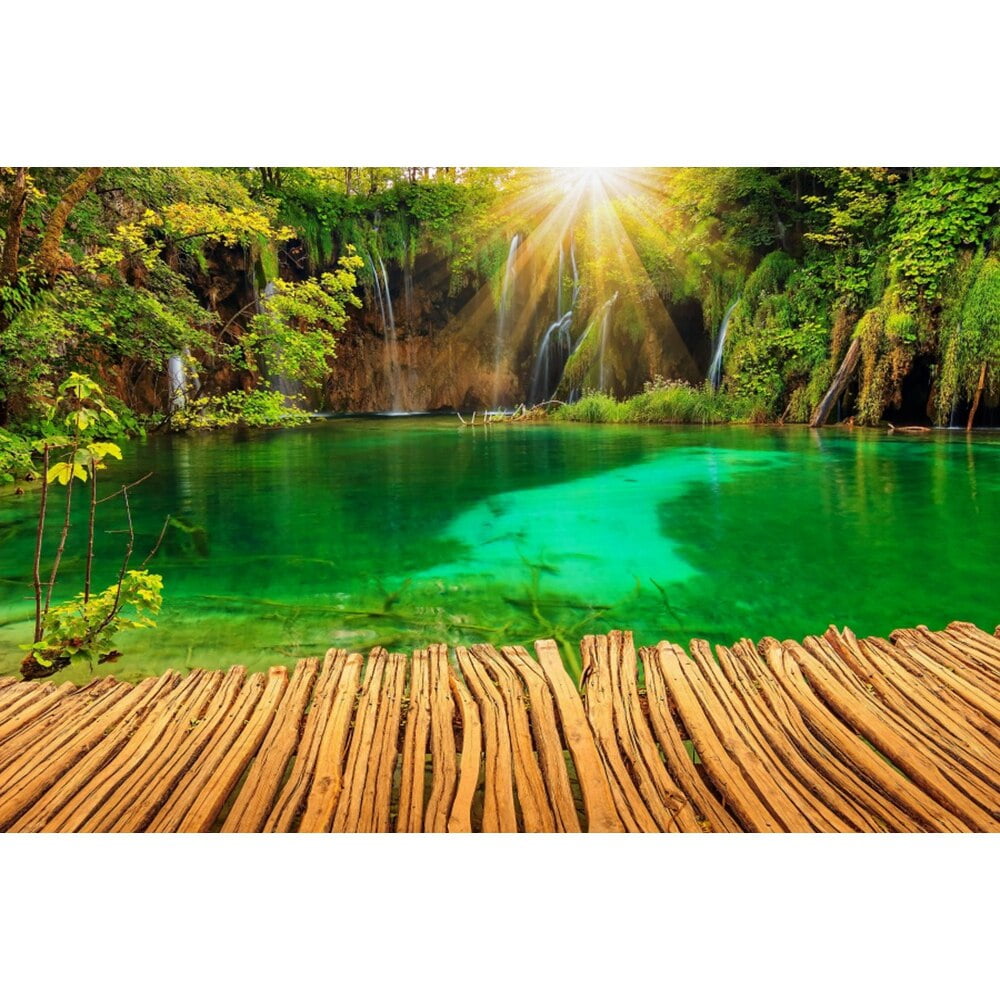 Spring Natural Scenery Photocall Forest Waterfall Landscape ...