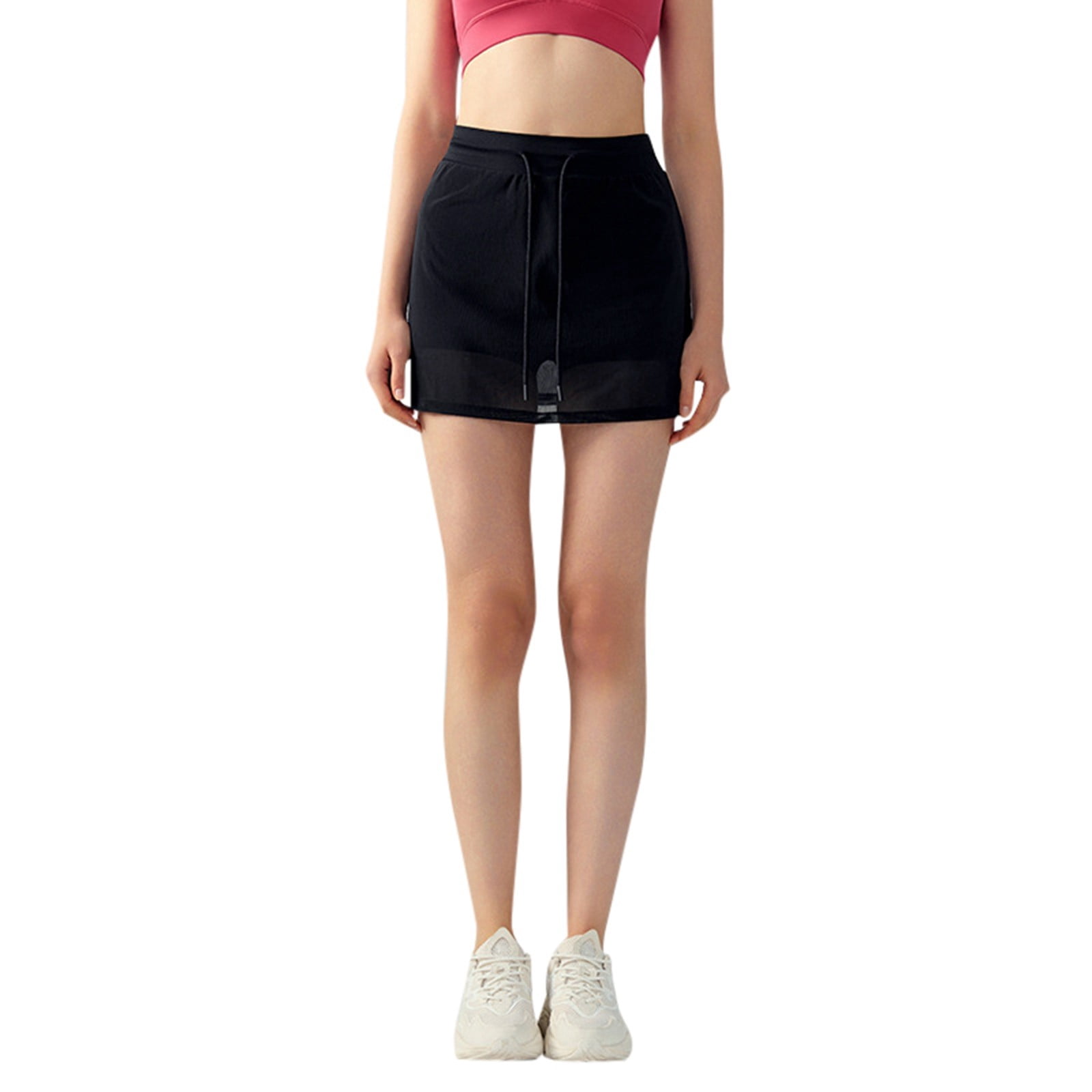 Spring New Mesh Overlay Tennis Skirt A Line Silhouette With Built In ...