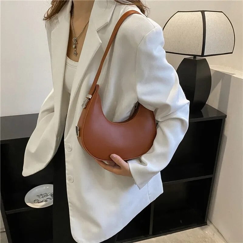 Spring New Solid Color Half-moon Bags for Women Fashion Shoulder Bags ...
