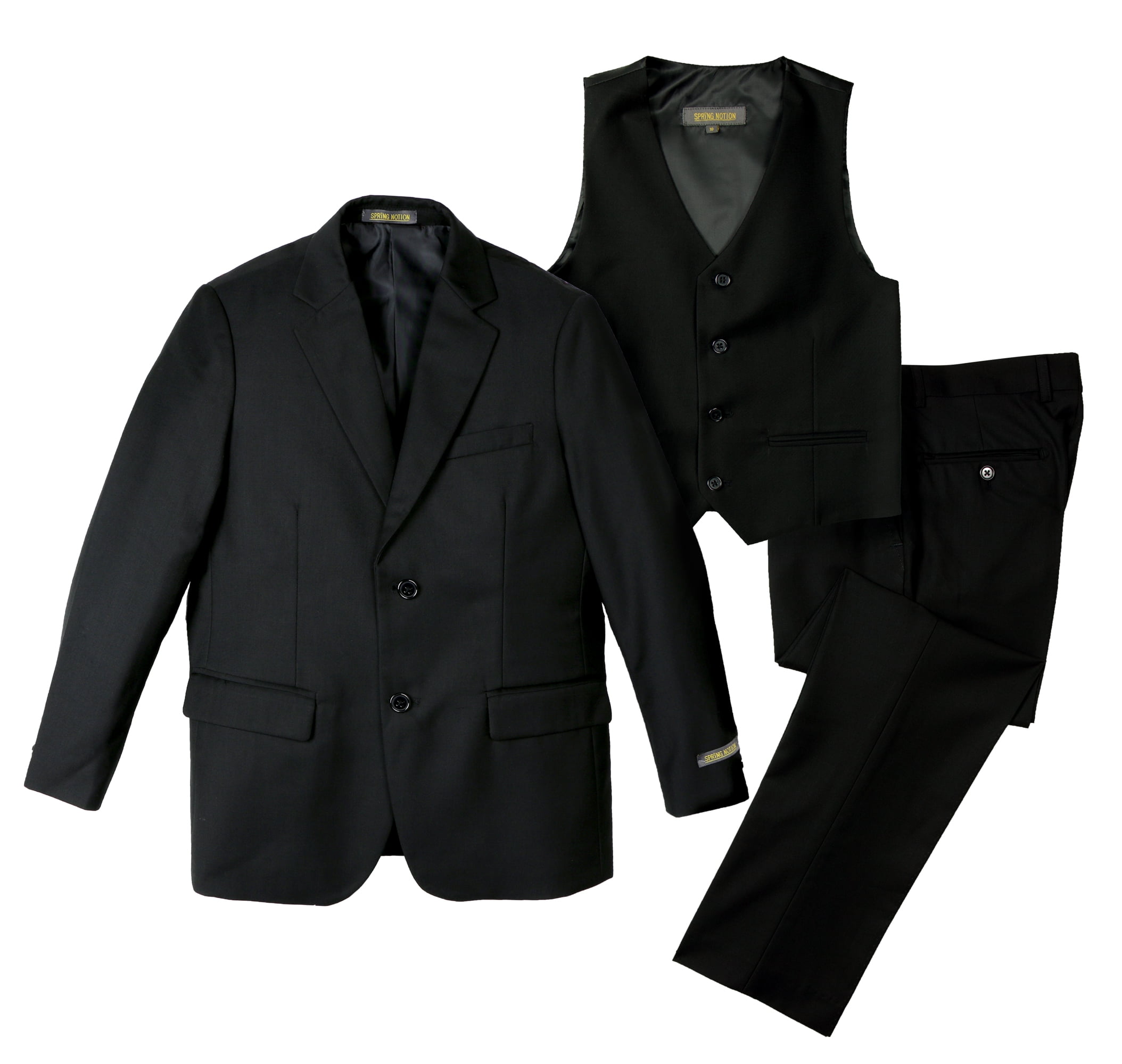 Spring Notion Big Boys' Two-Button Suit Set 16 3-Piece Black - Walmart.com