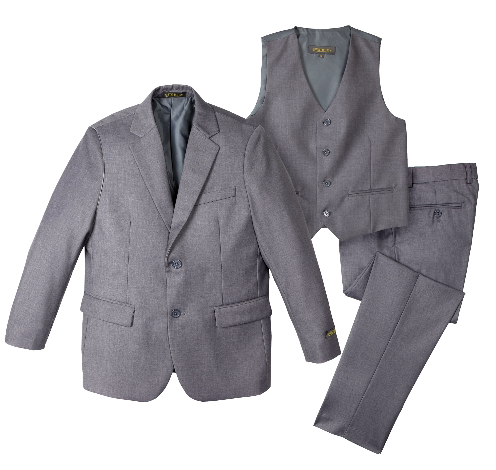 Spring Notion Big Boys' Two-Button Suit Set 5 3-Piece Grey - Walmart.com