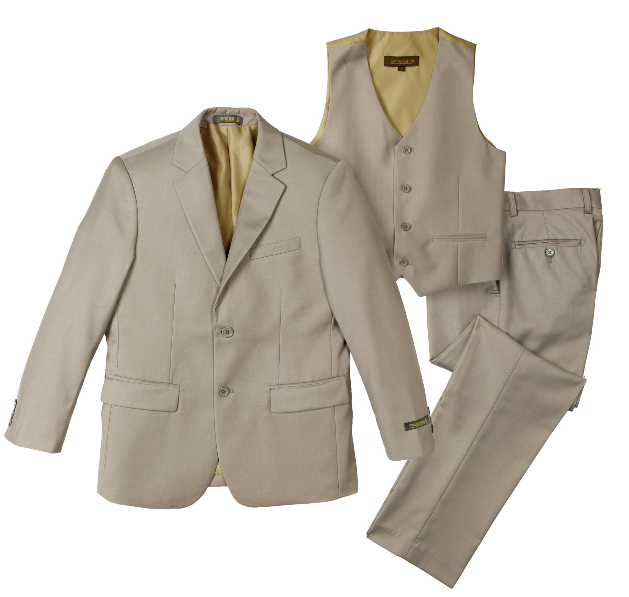 Spring Notion Big Boys' Two-Button Suit Set 5 3-Piece Tan-B - Walmart.com