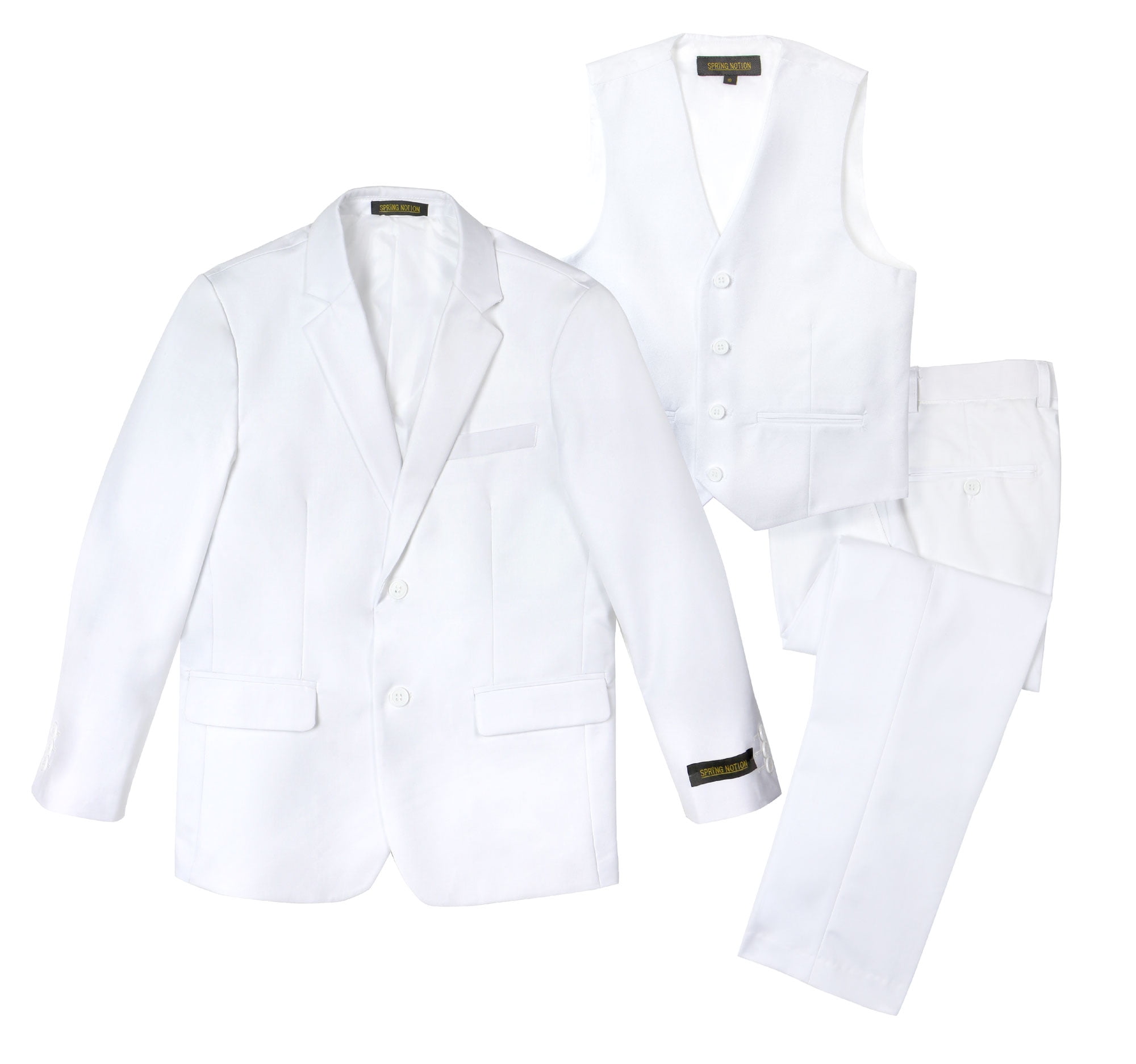 Spring Notion Big Boys' Two-Button Suit Set 8 3-Piece White - Walmart.com