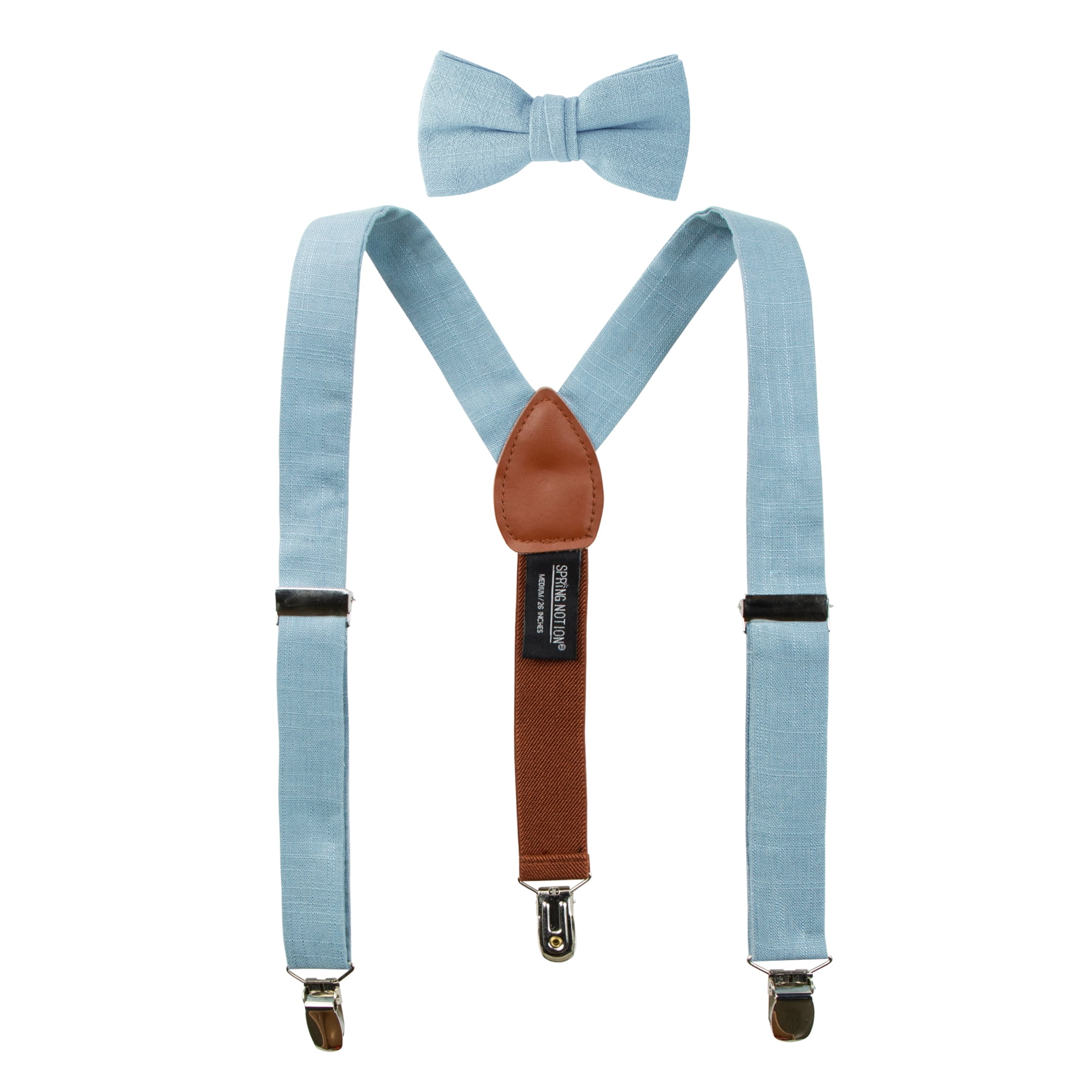 Spring Notion Boys' Linen Blend Suspenders and Bow Tie Set for Kids ...