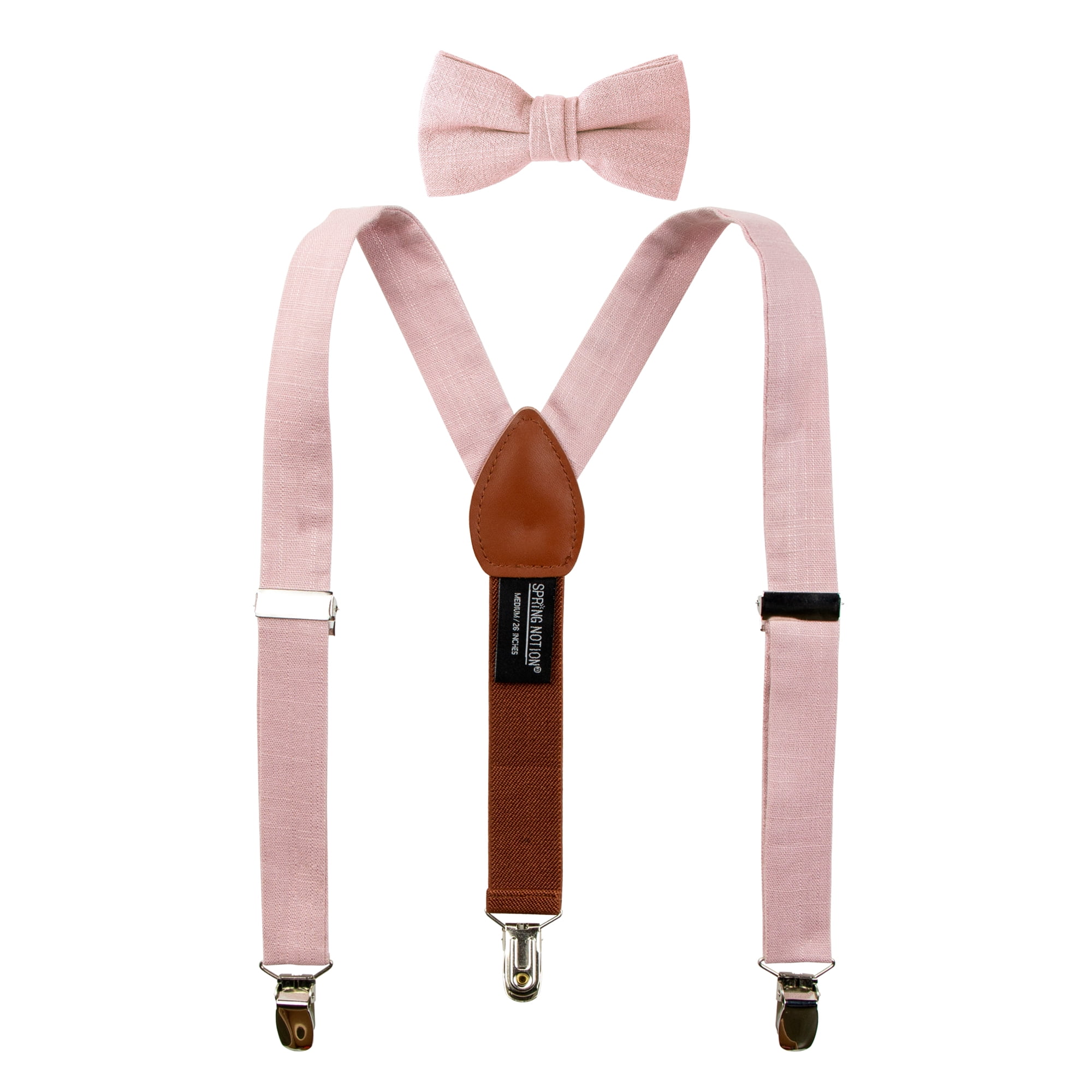 Spring Notion Boys' Linen Blend Suspenders and Bow Tie Set for Kids ...