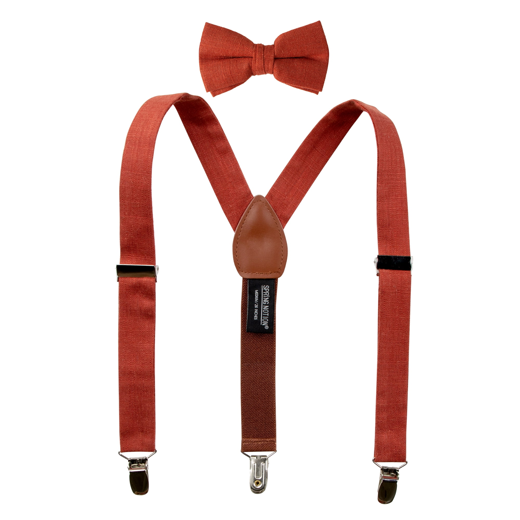 Spring Notion Boys' Linen Blend Suspenders and Bow Tie Set for Kids ...