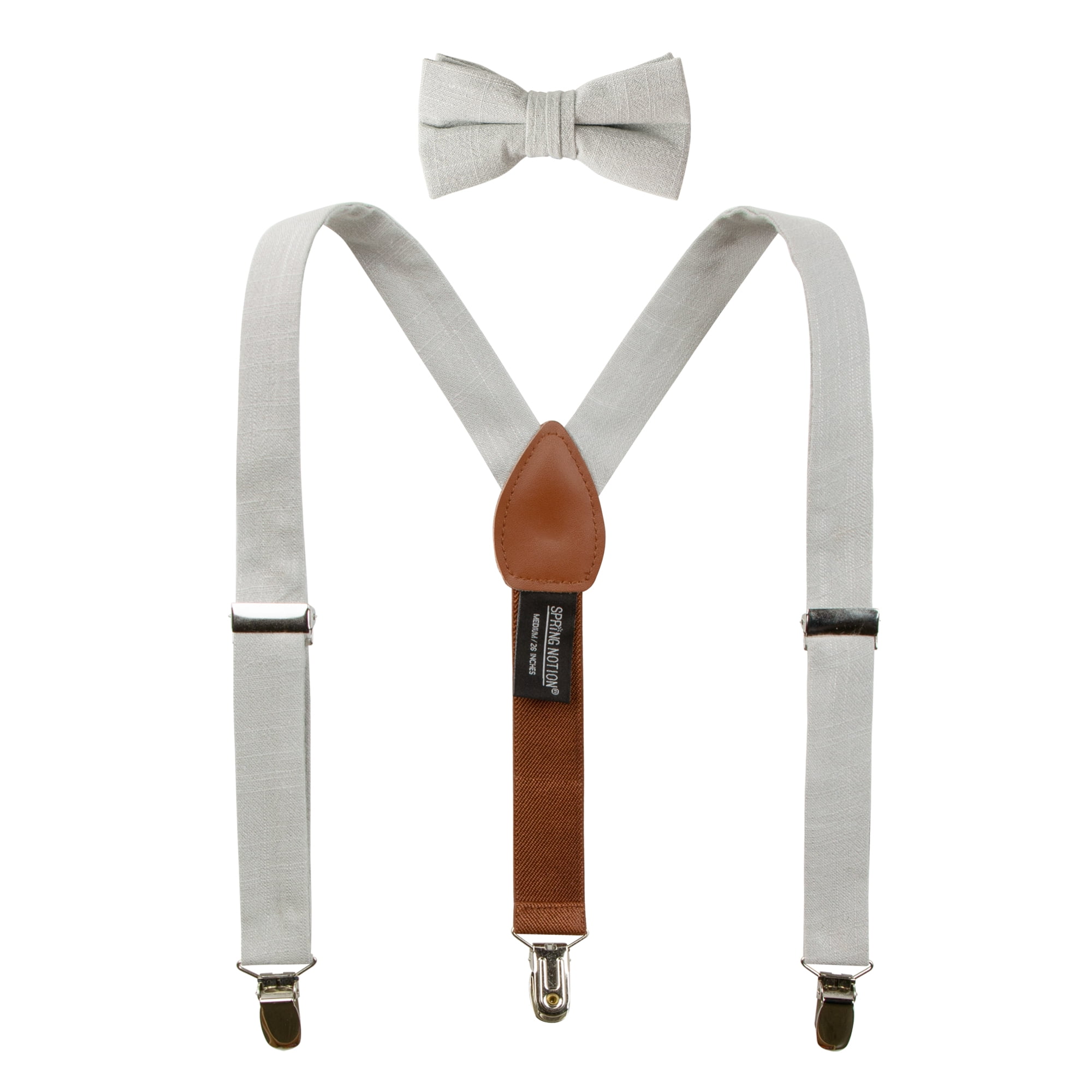 Spring Notion Boys' Linen Blend Suspenders and Bow Tie Set for Kids ...