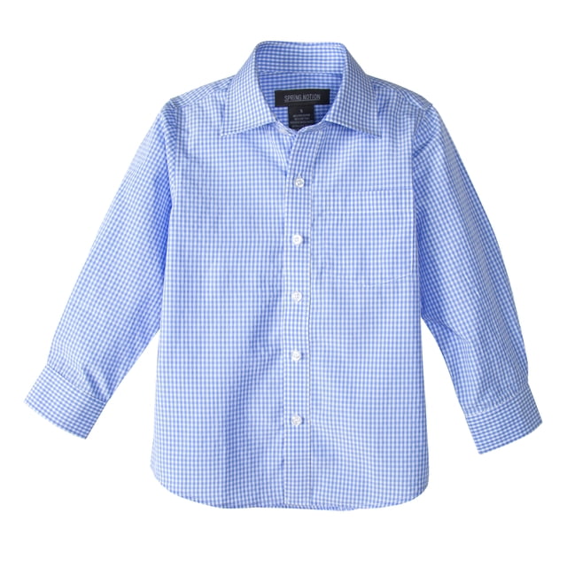 Spring Notion Boys' Long Sleeve Checkers Gingham Shirt - Walmart ...