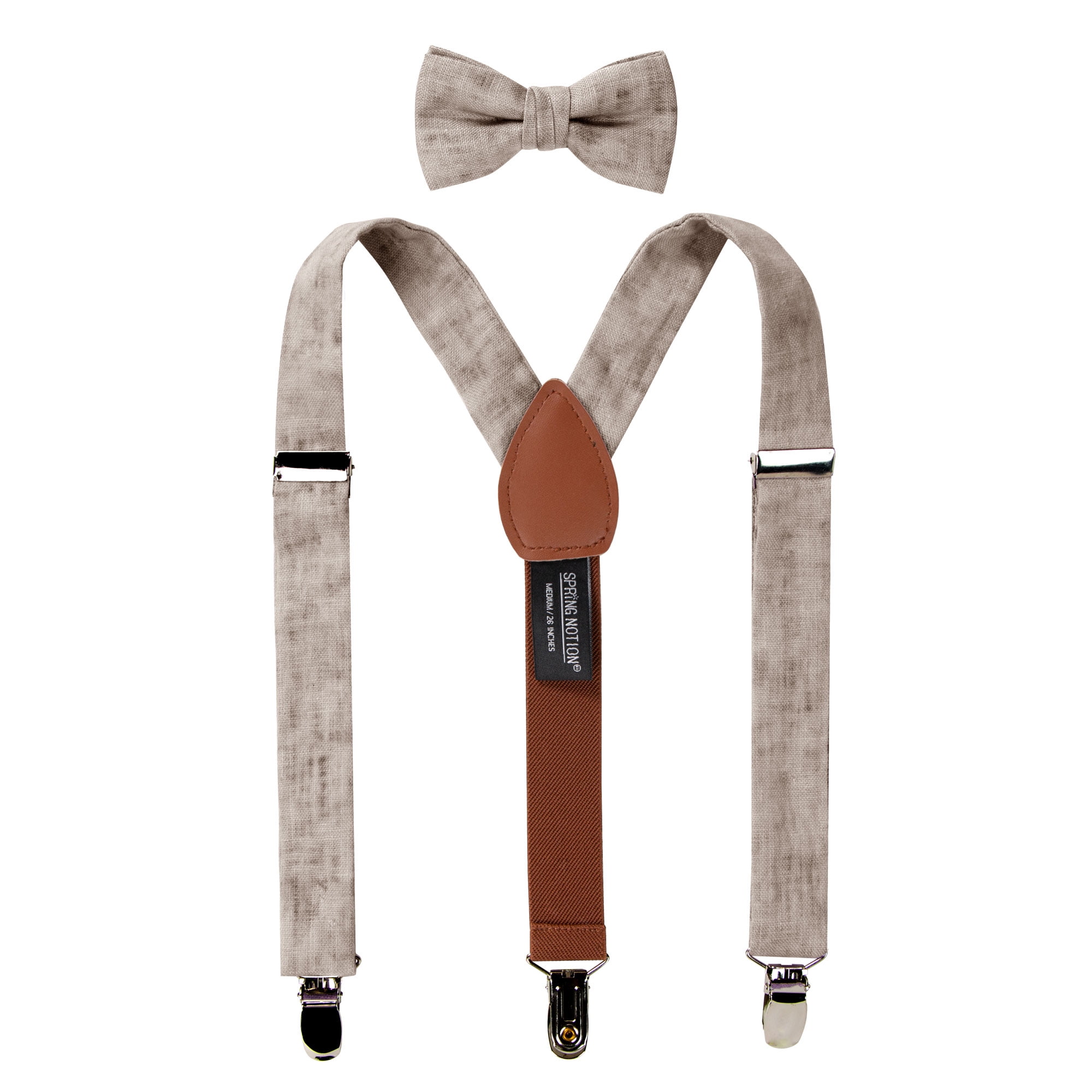 Spring Notion Boys' Mottled Linen Suspenders and Bow Tie Set - Walmart.com