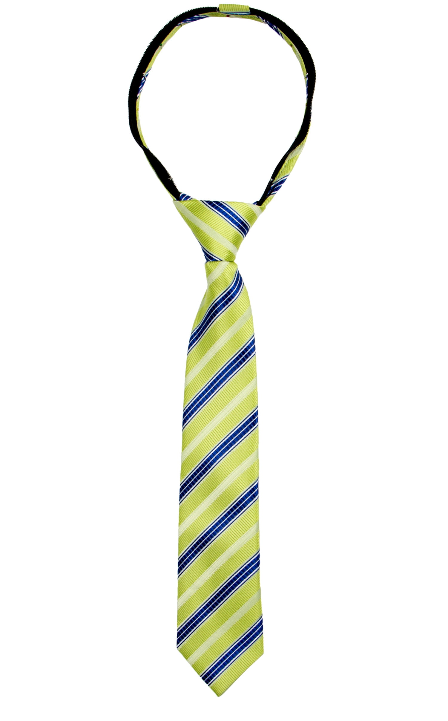 Spring Notion Boys' Pre-tied Woven Zipper Tie Large Lime Blue Stripes ...