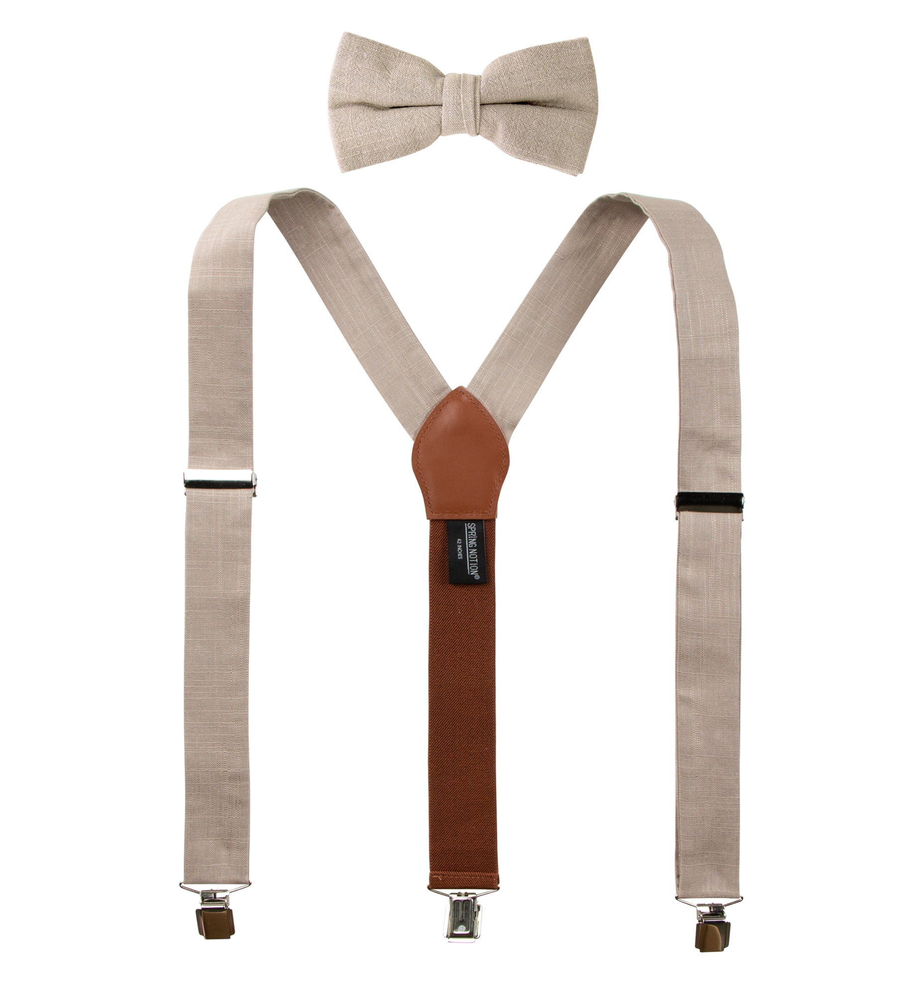 Spring Notion Mens' Linen Blend Suspenders and Bow Tie Set for ...