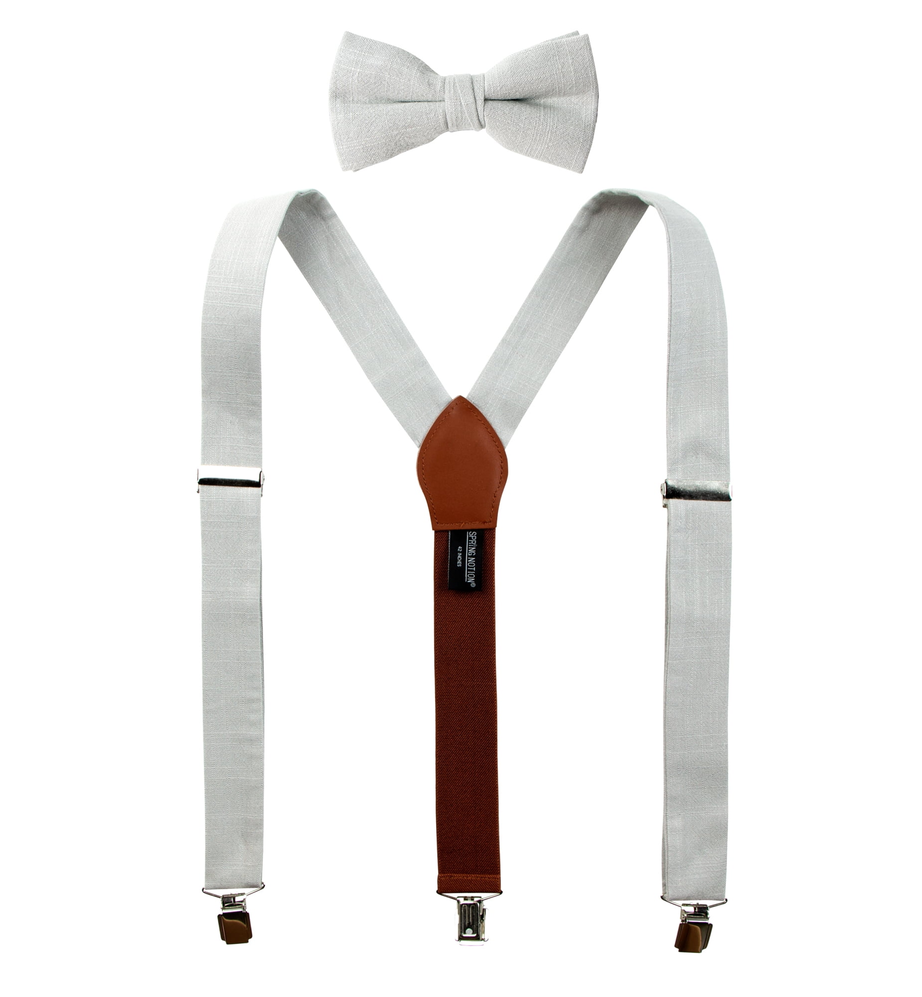Spring Notion Mens' Linen Blend Suspenders and Bow Tie Set for ...