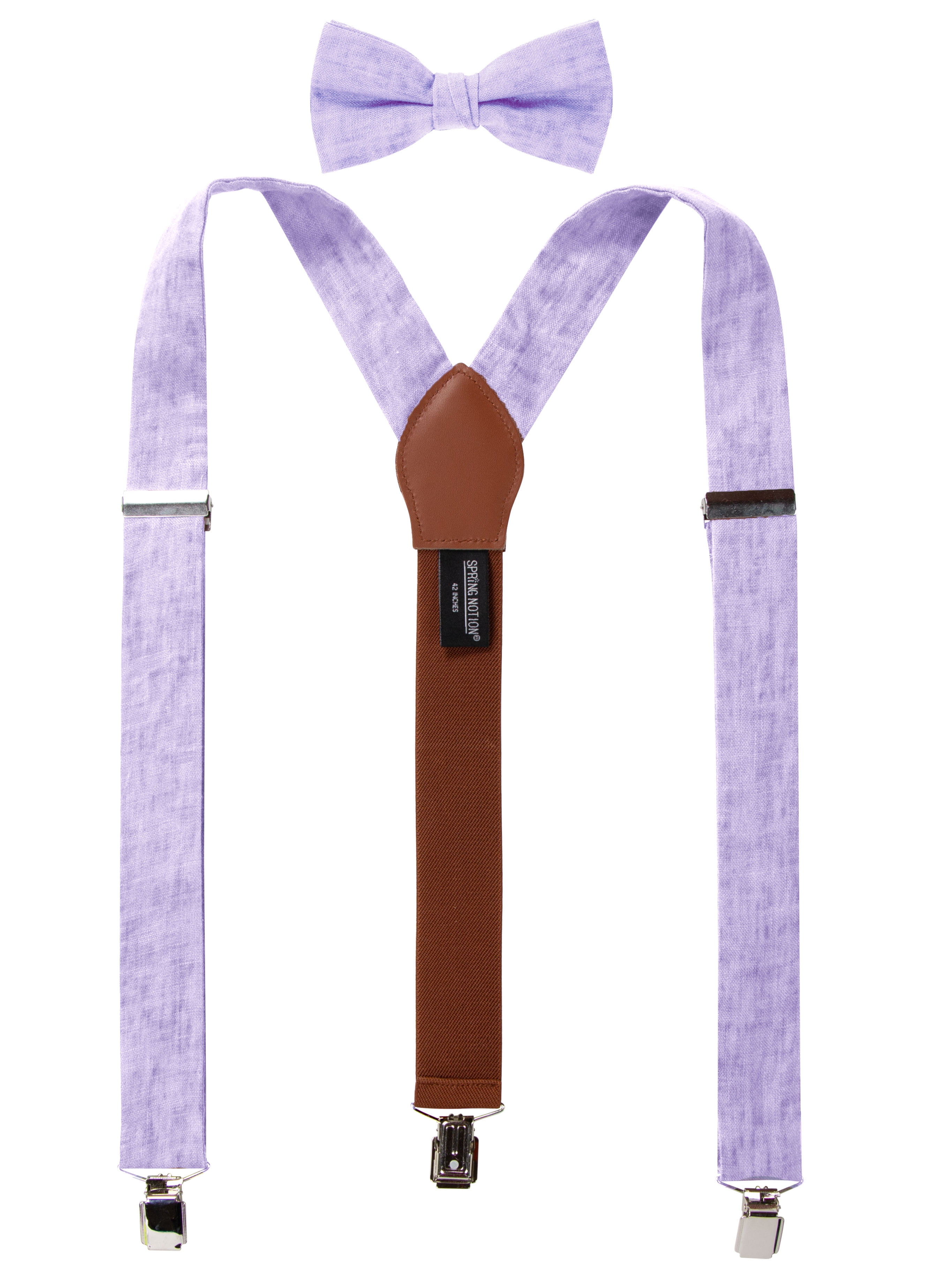Spring Notion Mens' Mottled Linen Suspenders and Bow Tie Set - Walmart.com