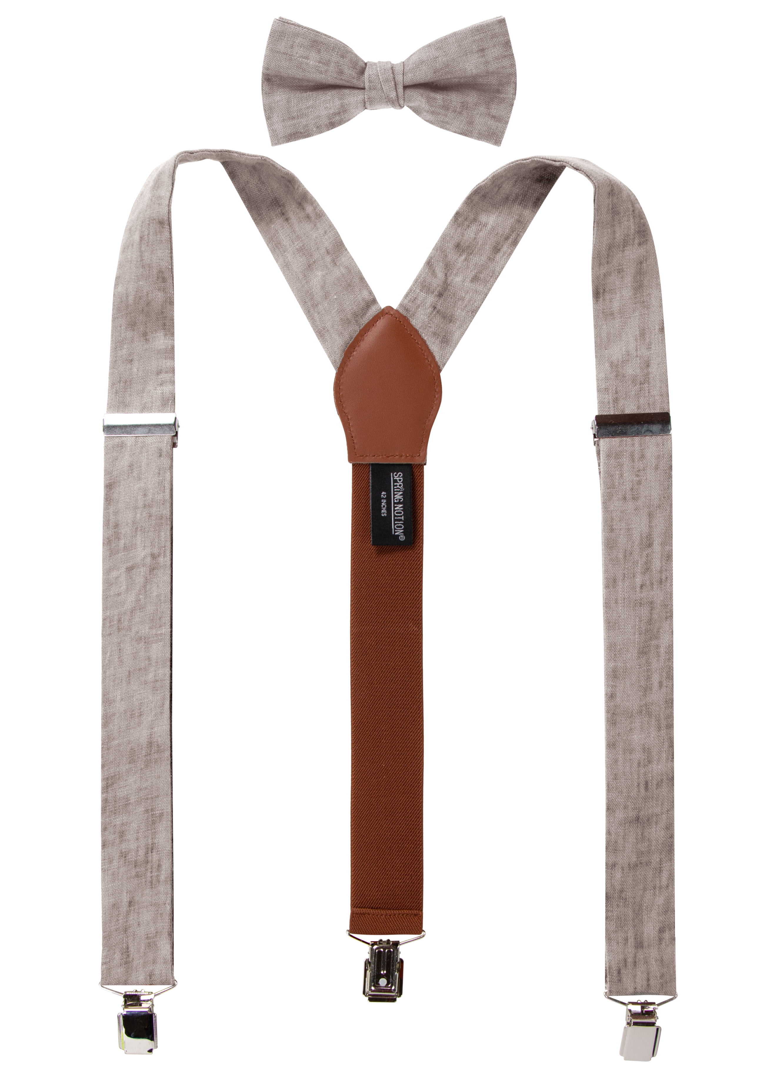 Spring Notion Mens' Mottled Linen Suspenders and Bow Tie Set - Walmart.com