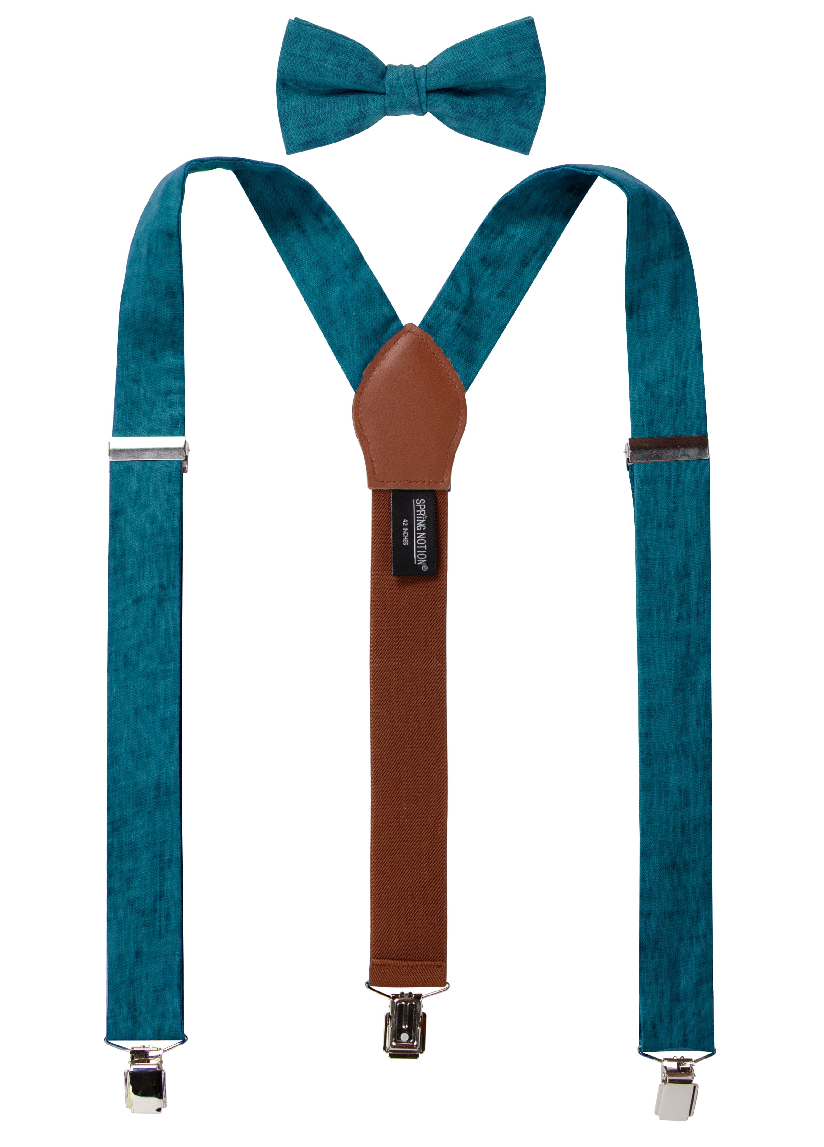 Spring Notion Mens' Mottled Linen Suspenders and Bow Tie Set - Walmart.com