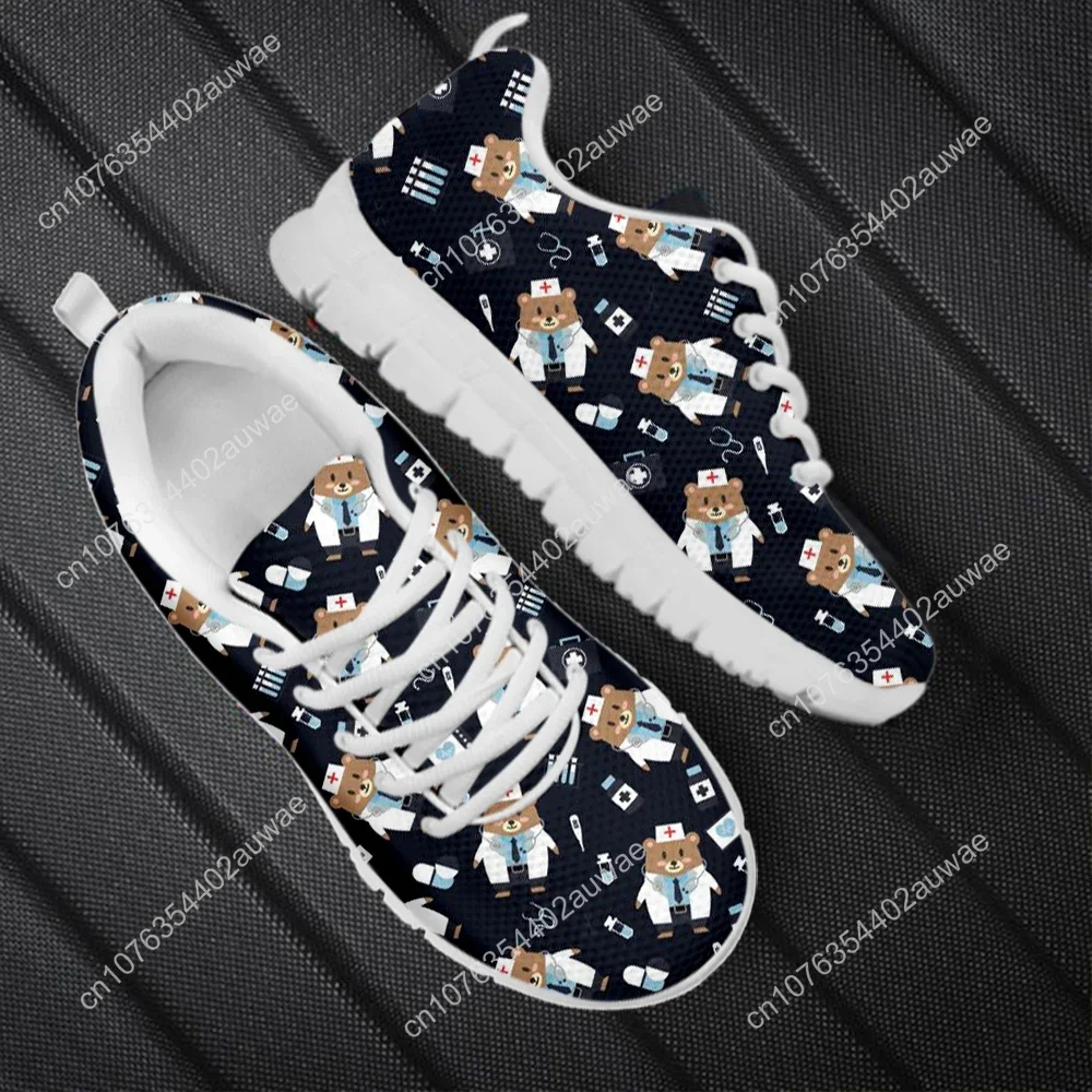 Spring Nurse Flat Shoes Women Cute Cartoon Nurses Printed Women's Sneakers Shoes Breath Mesh ...
