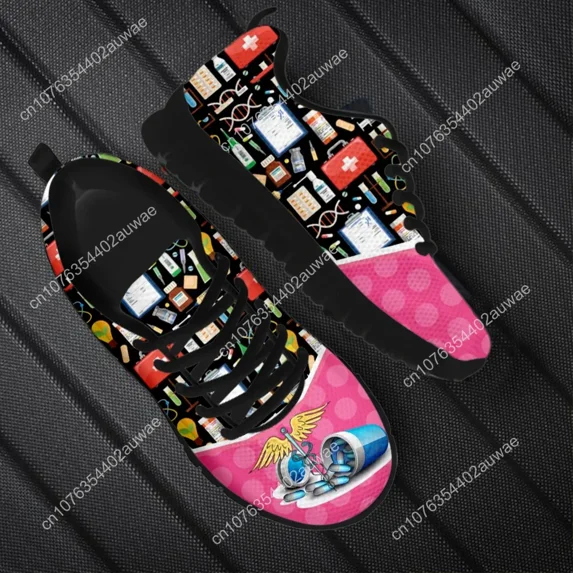 Spring Nurse Flat Shoes Women Cute Cartoon Nurses Printed Women's ...