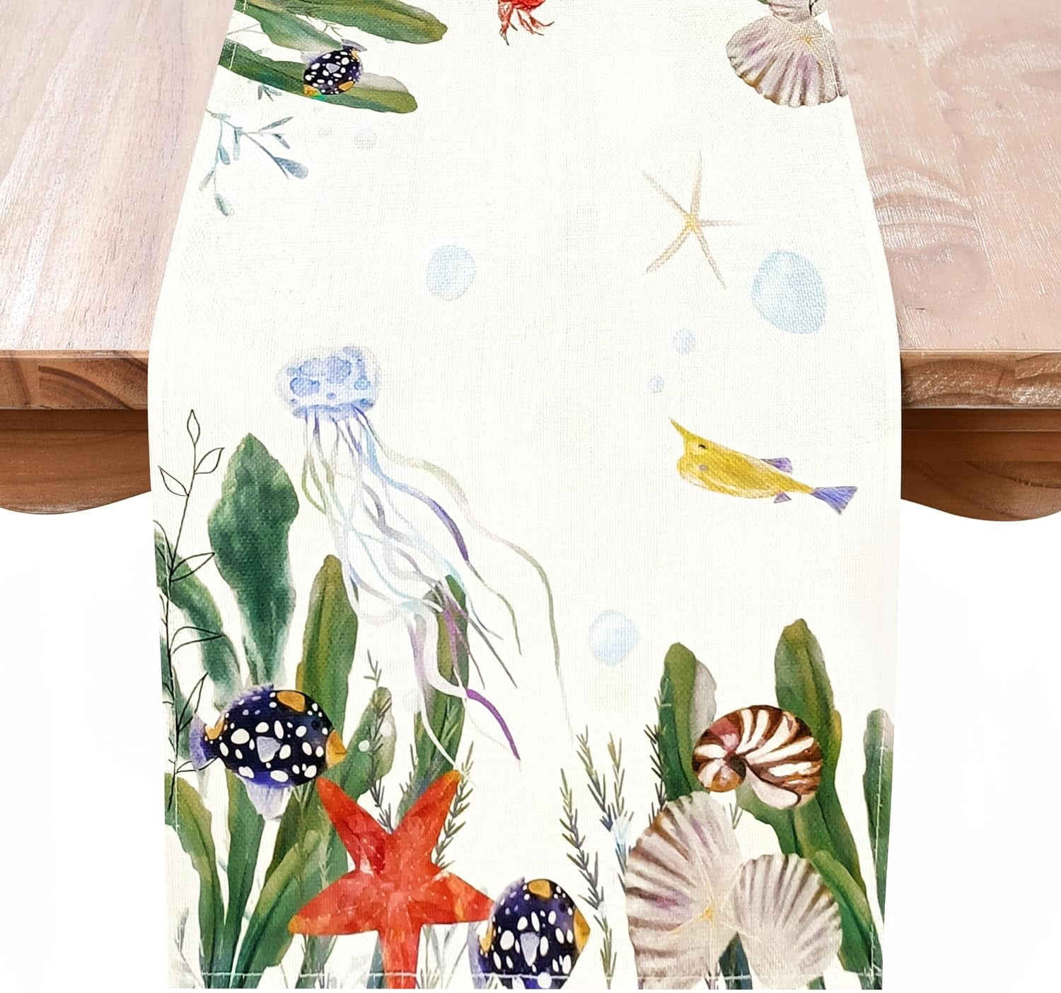 Spring Ocean Table Runner Starfish Crab Seashell Table Runners ...