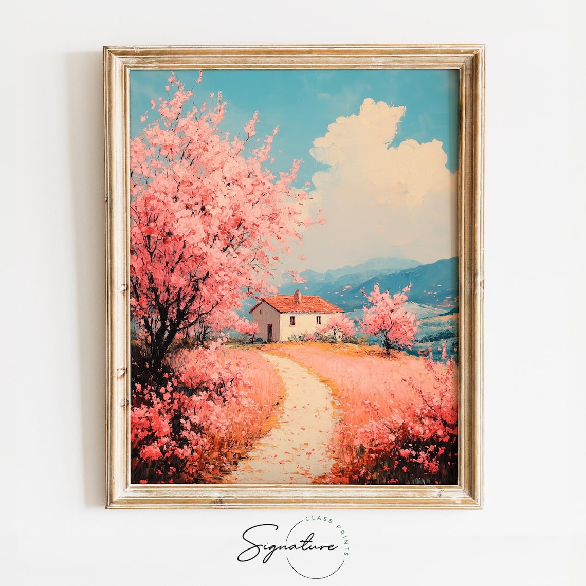Spring Orchard In Bloom, Romantic Victorian Countryside Scene, Pastel ...